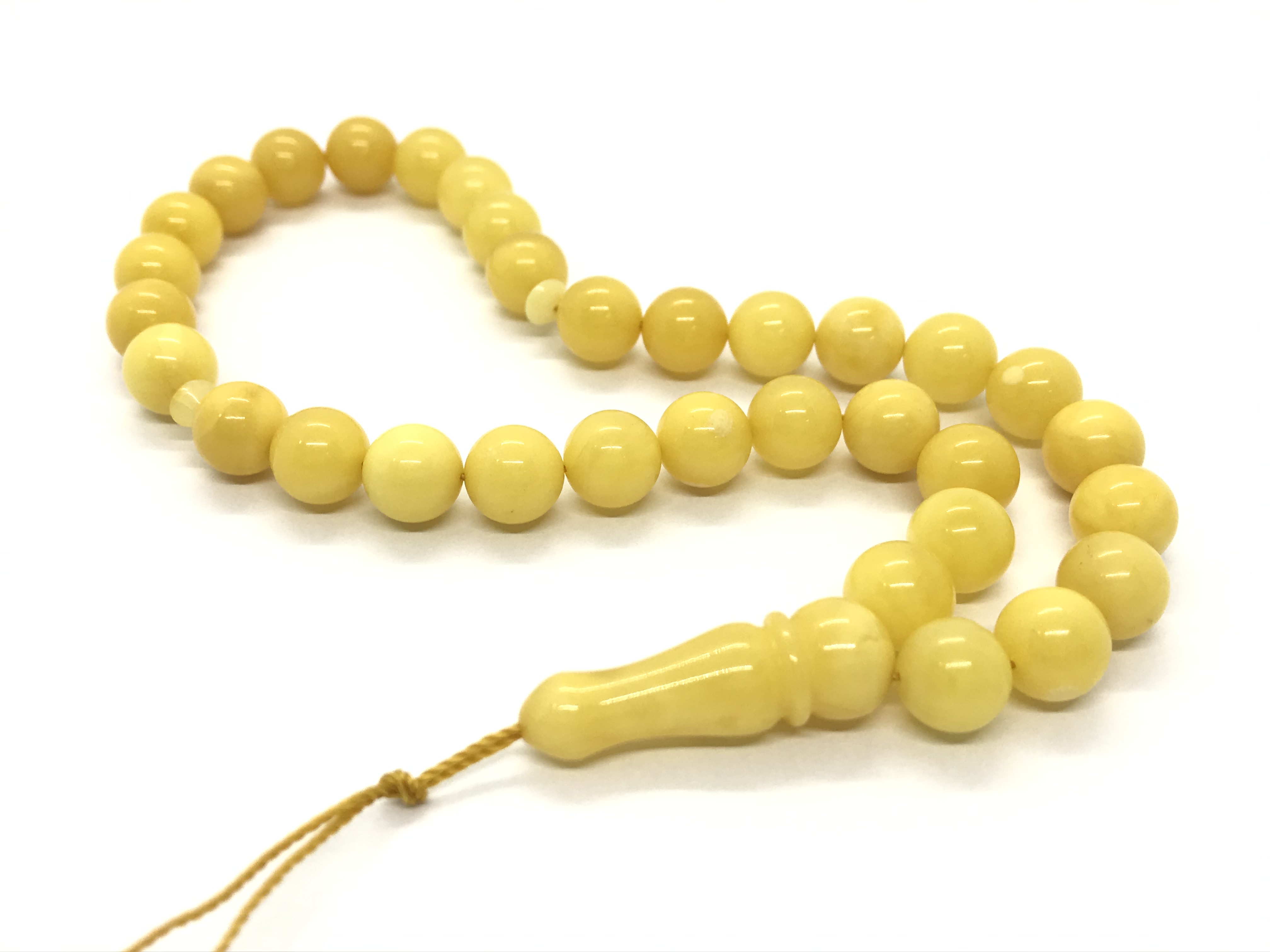 Bright Yellow Round Natural Baltic Amber Islamic Prayer Beads 33 M15 ...